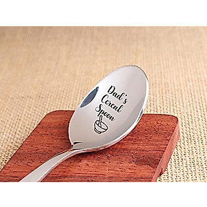 Weefair Gift For Fathers Day Cereal Lover Dad Spoon | Dads Engraved Grandfather Father In Law Birthday Anniversary Christmas Stocking Stuffer Stainless Steel Silverware Size 7 Inch, Silver