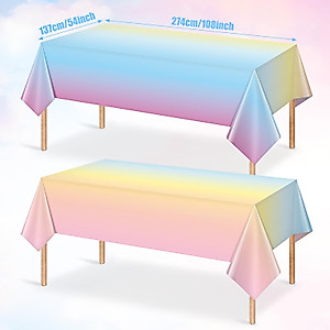 3 Pack Pastel Rainbow Plastic Tablecloth Party Decorations, Pastel Disposable Table Covers for Rectangle Tables, Rainbow Table Cloth for Birthday Baby Shower Wedding Party Supplies, 54x108Inch