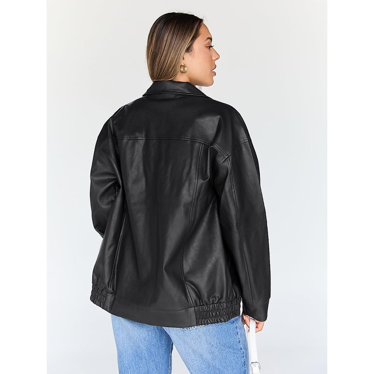 Trendy Queen Womens Leather Jackets Oversized Faux Motorcycle Plus Size Moto Biker Coat Fall Outfits Fashion Clothes 2025 Black M