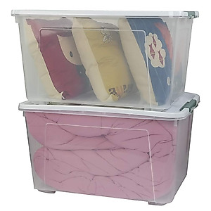 Saedy 85 Quart Plastic Storage Bins with Lids and Wheels, Large Plastic Box, Set of 2