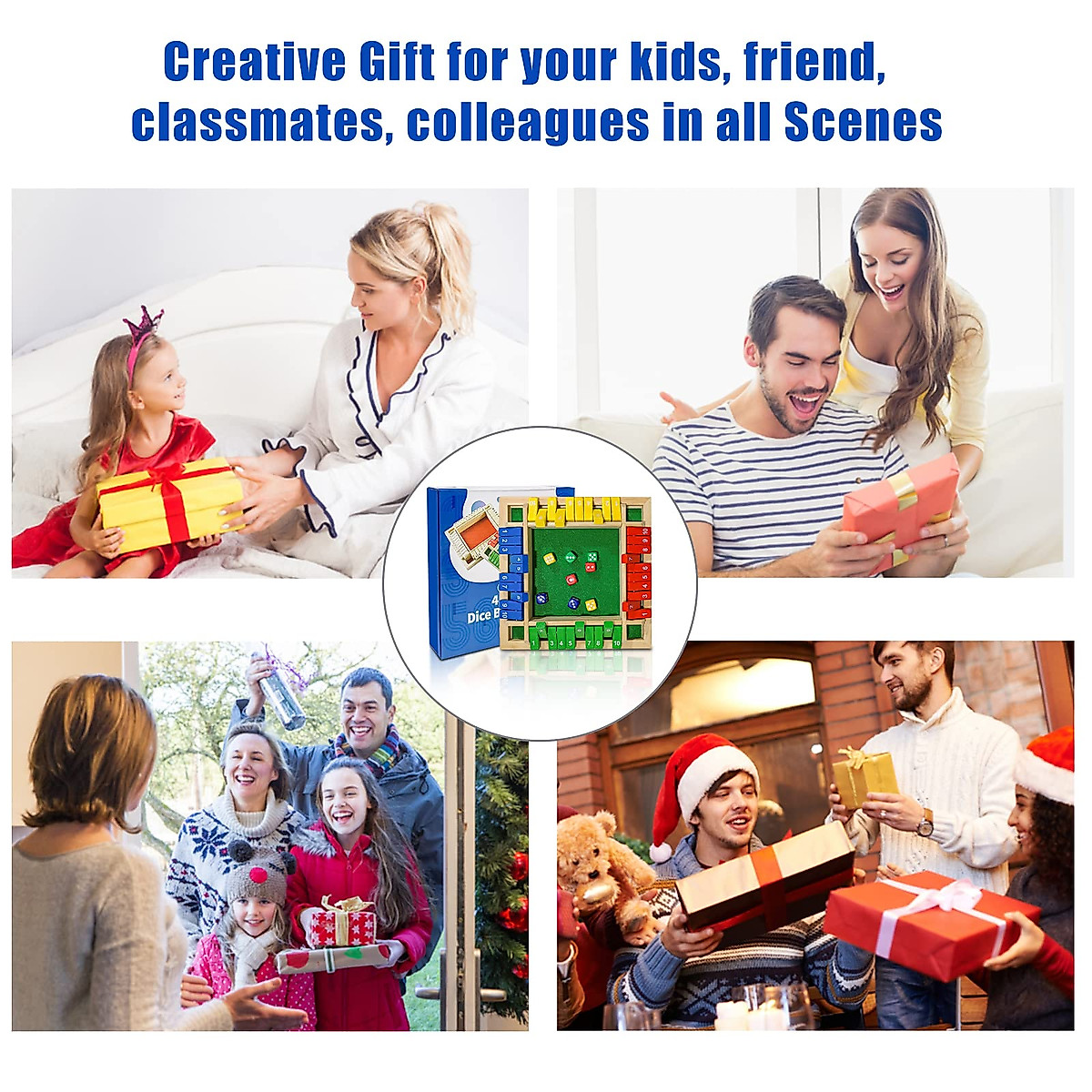 Eupboron Shut The Box Game, Wooden Board Dice Games for Adults and Kids 2-4 Player Family Classics Tabletop Version Games for Classroom, Party, or Pub