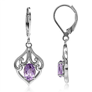 Silvershake 1.48ct. Natural Amethyst 925 Sterling Silver Victorian Style Leverback Dangle Earrings