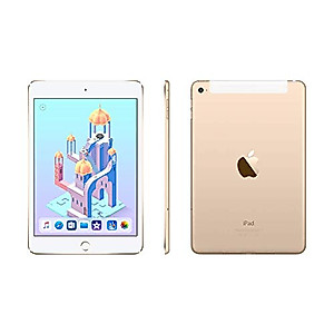 Apple iPad Mini 4 (128GB, Wi-Fi + Cellular, Gold) (Renewed)