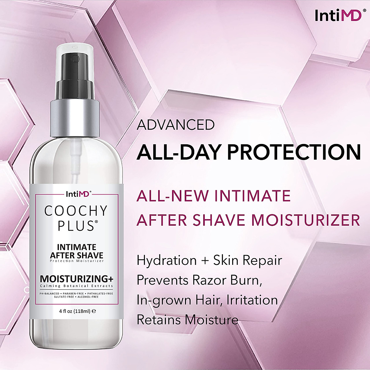 IntiMD Coochy Plus Intimate After Shave Protection Mist + Pre-Shave Elixir Moisturizer Oil Kit - HydroLock & Moisturizing Plus Continuous Hydration Reliefs Razor Burn Bump Ingrown Hair