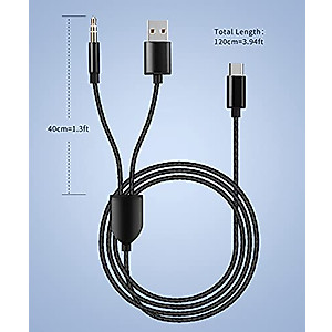 USB C to 3.5mm Aux Cable, 2 in 1 USB C to 3.5mm Car Stereo Aux Headphone Jack Cable with USB C Charging Compatible with Samsung Galaxy S23/S22 Ultra/S21/S21FE/S20/Note 20, Pixel 7/7Pro/6/6Pro/5/4/3XL