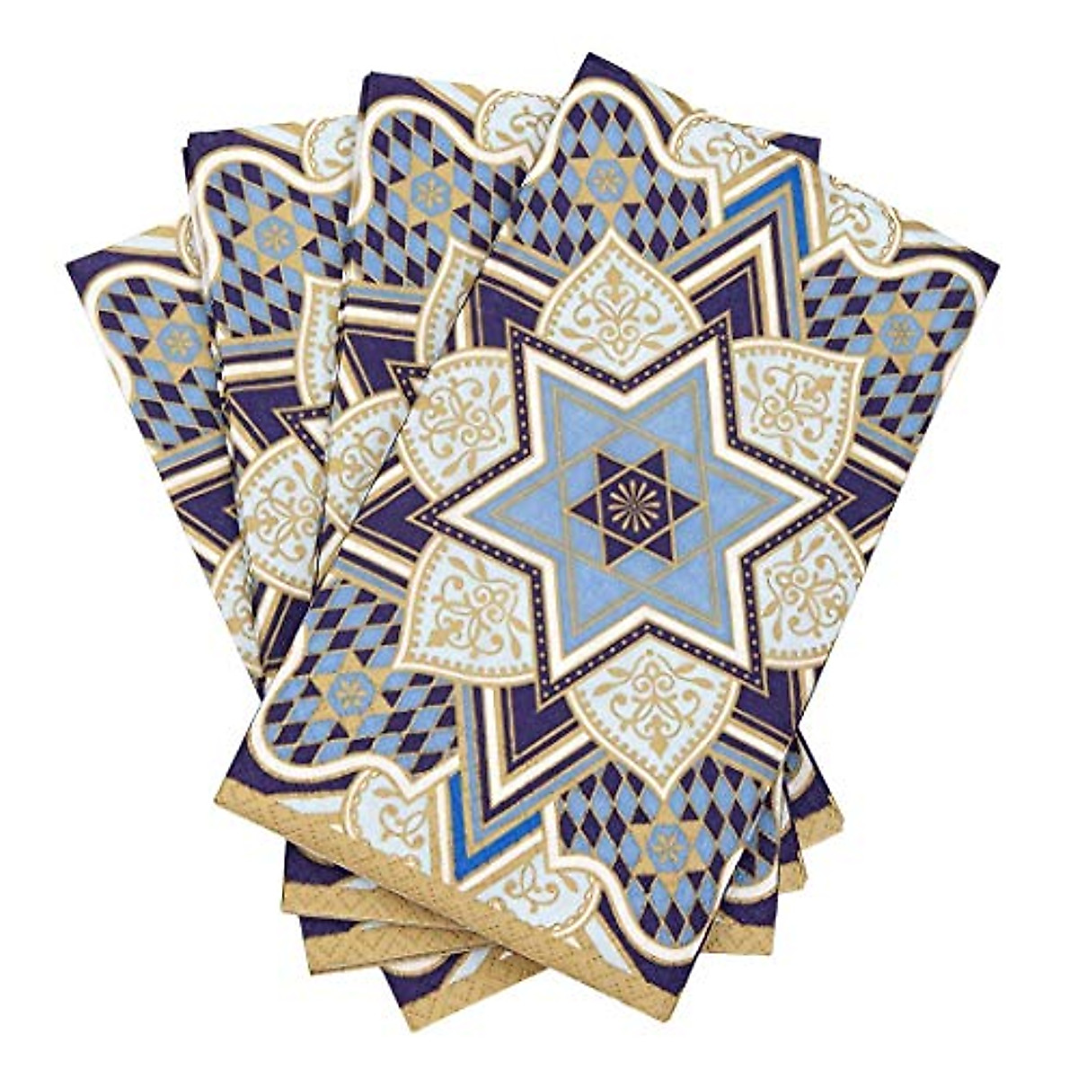 Design Design Passover Seder Decorative Paper Hand Towels for Bathroom Guest Towels Disposable, Use for Hanukkah Party Napkins Jewish Holidays, Bar Mitzvah Blue Judaica Pak 30