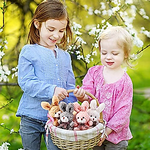 Sotiff 24 Pcs Plush Bunny Stuffed Animal Bulk 4.7 Inch Mini Bunnies Doll Keychain Furry Rabbit with Bow Tie for Boys Girls Birthday Party Favors Wedding Graduation Gifts Holiday (Classic Color)