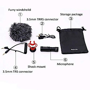BOYA by-MM1 Camera Microphone with Shock Mount/Windshield Universal Shotgun Microphone for Cameras & Camcorders,iPhone, Android Smartphones