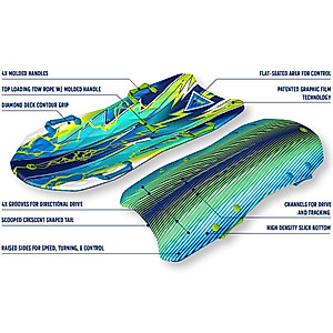 Artikfun Premium Recreational Winter Foam Snow Sled | Tow Rope and Handles | Sized for Youth and Adults | Contoured Deck Design | 50in-127cm Design Length |