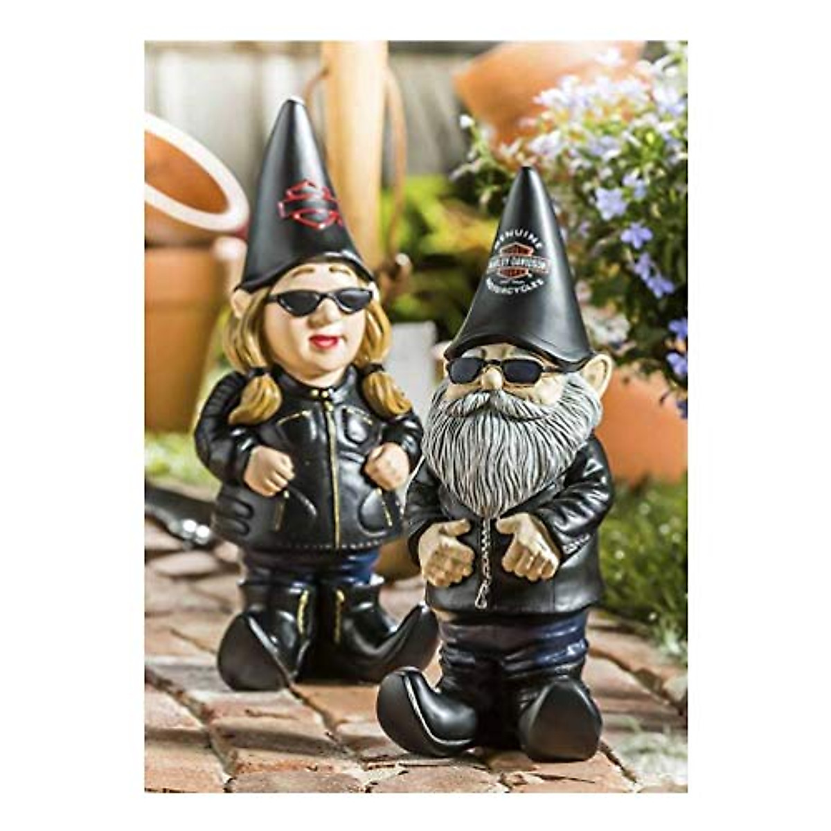 Harley-Davidson Lady Biker Themed Polystone Garden Gnome, 4.5 x 11 in. 544902C