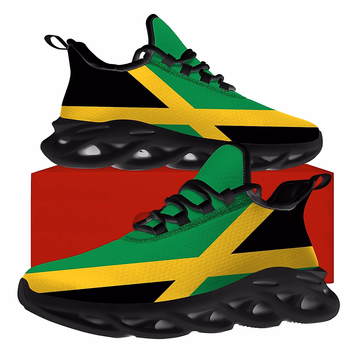 Ciadoon Jamaica Shoes for Women Men Jamaica Jamaican Flag Tennis Sneakers Running Walking Shoes Gifts for Her Him,Size 8 Men/10 Women Black