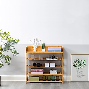 SOBIBO Bamboo Shoe Rack Organizer, 5 Tier Shoe Shelf Storage Organizer, for Entryway, Hallway, and Closet (Nature-31.5)