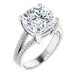 JEWELERYIUM 5 CT Cushion Cut Colorless Moissanite Engagement Ring, Wedding/Bridal Ring Set, Solitaire Halo Style, Solid Sterling Silver Vintage Antique Anniversary Bride Ring Gift for Her (6)