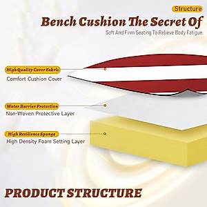 Focuprodu Bench Cushion 45 Inch, Patio Furniture Cushions, Non-silp Durable Window Seat Cushions, Personalized Custom Furniture Bench Cushions. (45x18x2.5, Red Stripes)