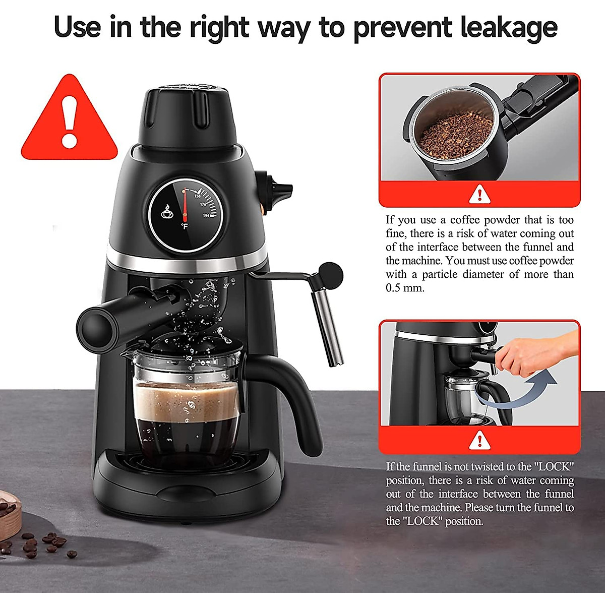 SOWTECH Espresso Machine, Cappuccino Machine with Steam Milk Frother, 3.5 Bar Latte Coffee Maker with Carafe