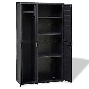Festnight Garden Storage Cabinet with 3 Doors & 4 Adjustable Shelves with Locking System Home Garden Decor Black