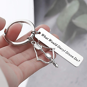 SEIRAA TWD Inspired Gifts TWD Fans Gift Zombie Apocalypse Keychain What would daryl dixon do Keychain (Walking Keychain)