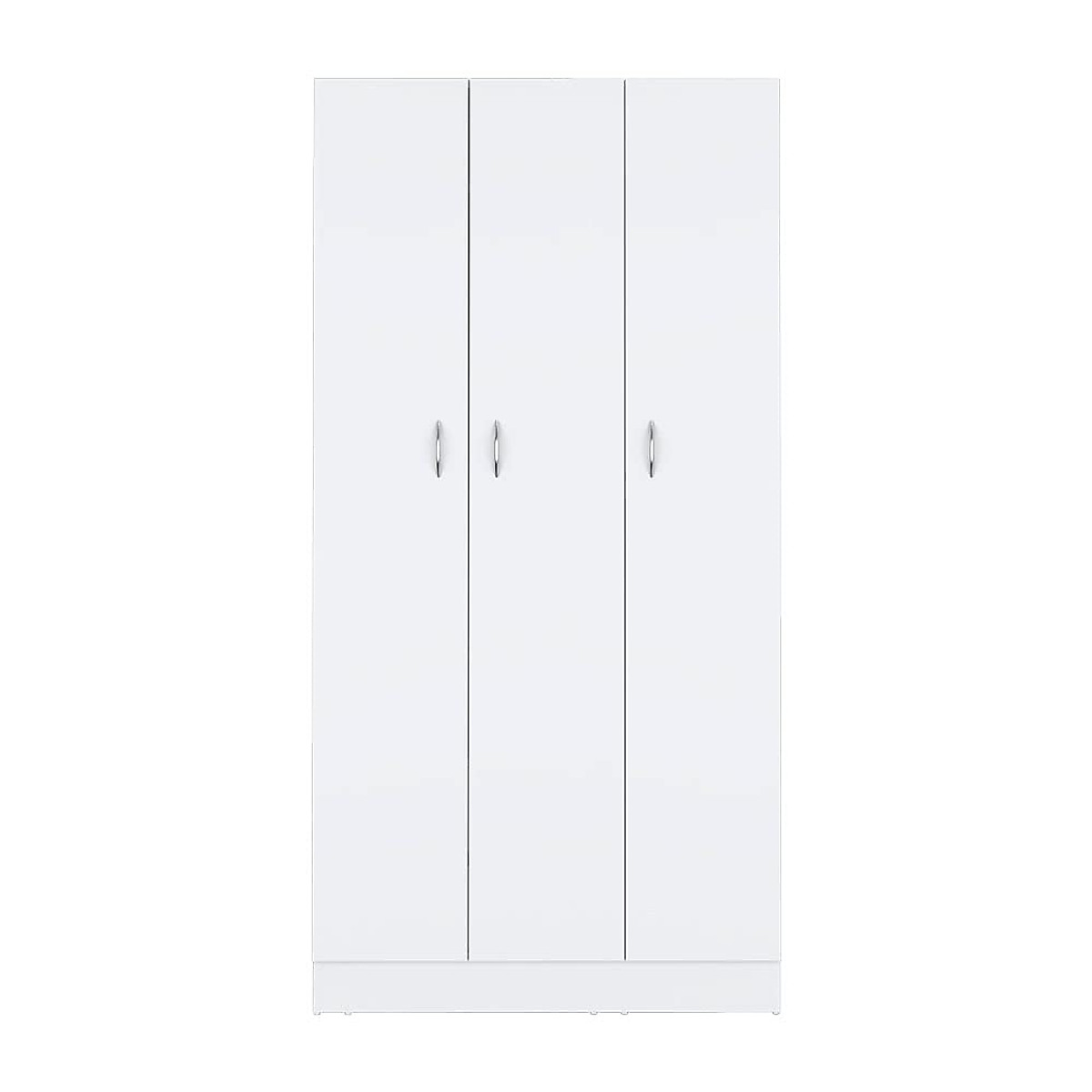 Wardrobe Erie with Four Storage Shelves, Two Drawers and Three Doors -White.