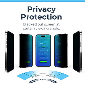Power Theory Privacy Screen Protector for iPhone 14 Pro Tempered Glass Anti Spy protection with Easy Install Tray