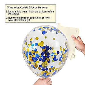 Tuoyi 100pcs Royal Blue Chrome Metallic Balloons Set, 12 Inch White Gold and Blue Balloons, Confetti Balloons for Wedding Engagement, Birthday Balloons