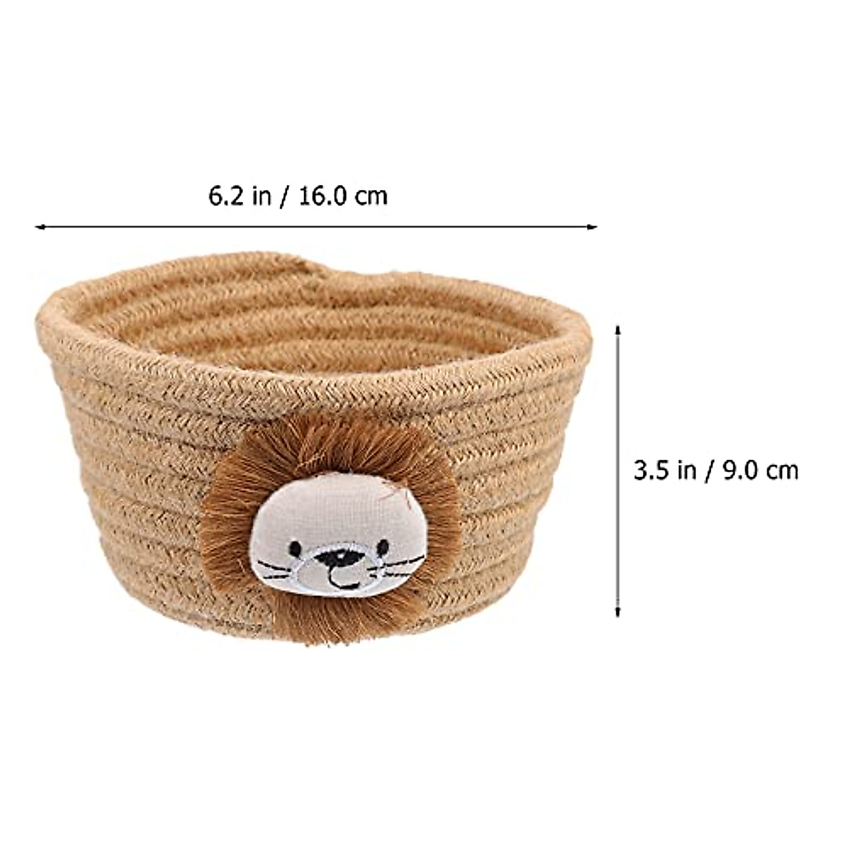 Cabilock Cotton Rope Storage Basket Woven Decorative Laundry Basket with Lion Sundries Hamper Storage Holder Nursery Bin for Bathroom Shelf Makeup Organization Khaki