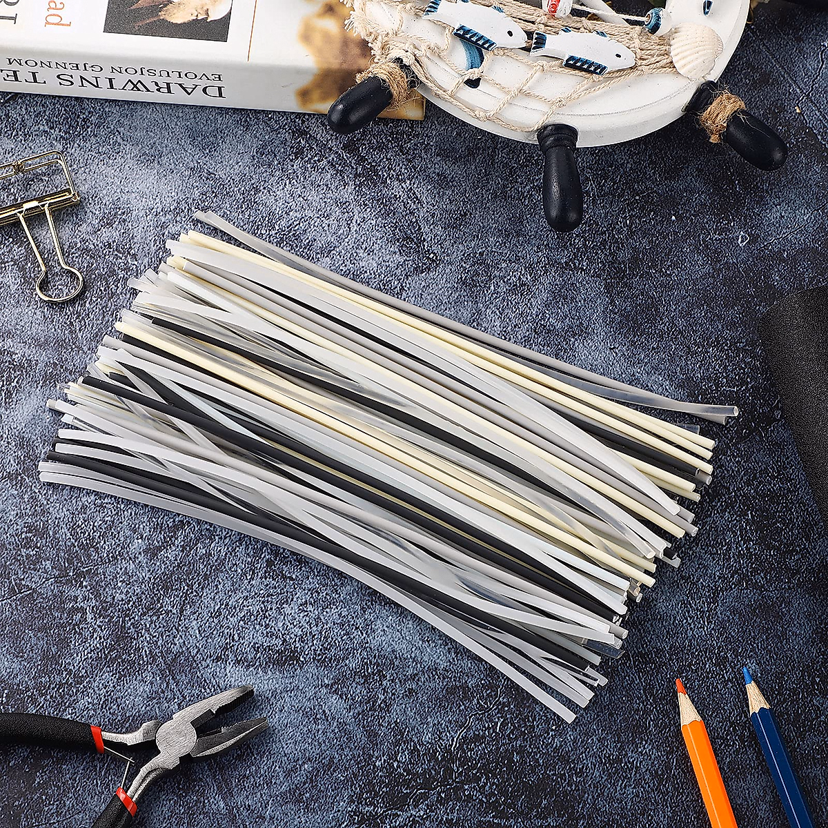 Saintrygo 78 Pieces Plastic Welding Rods, PU PP ABS PE TPO PA PC 7 Types of Plastic Welding Repair Rods Strips Common Plastic Welding Rods Kit for Car Bumpers Daily Plastic Repair, 7.9 Inch