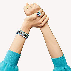 SWAROVSKI Millenia bracelet, Octagon cut crystals, Blue, Rhodium Finish