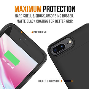 Alpatronix iPhone 8 Plus/7 Plus/6S Plus/6 Plus Battery Case, Portable Protective Charger Case with Wireless Charging and Built in Rechargeable Battery Pack for Extended Charging - BX190plus – Black