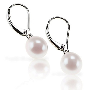 PAVOI Freshwater Cultured Pearl Earrings Leverback Dangle Studs - Handpicked AAA 7mm