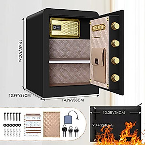 2.4 Cu ft Large Home Safe Fireproof Waterproof, Digital Security Safe Box with Combination Lock and Removable Shelf, Electronic Safe for Home Firearm Medicine Money Documents Valuables