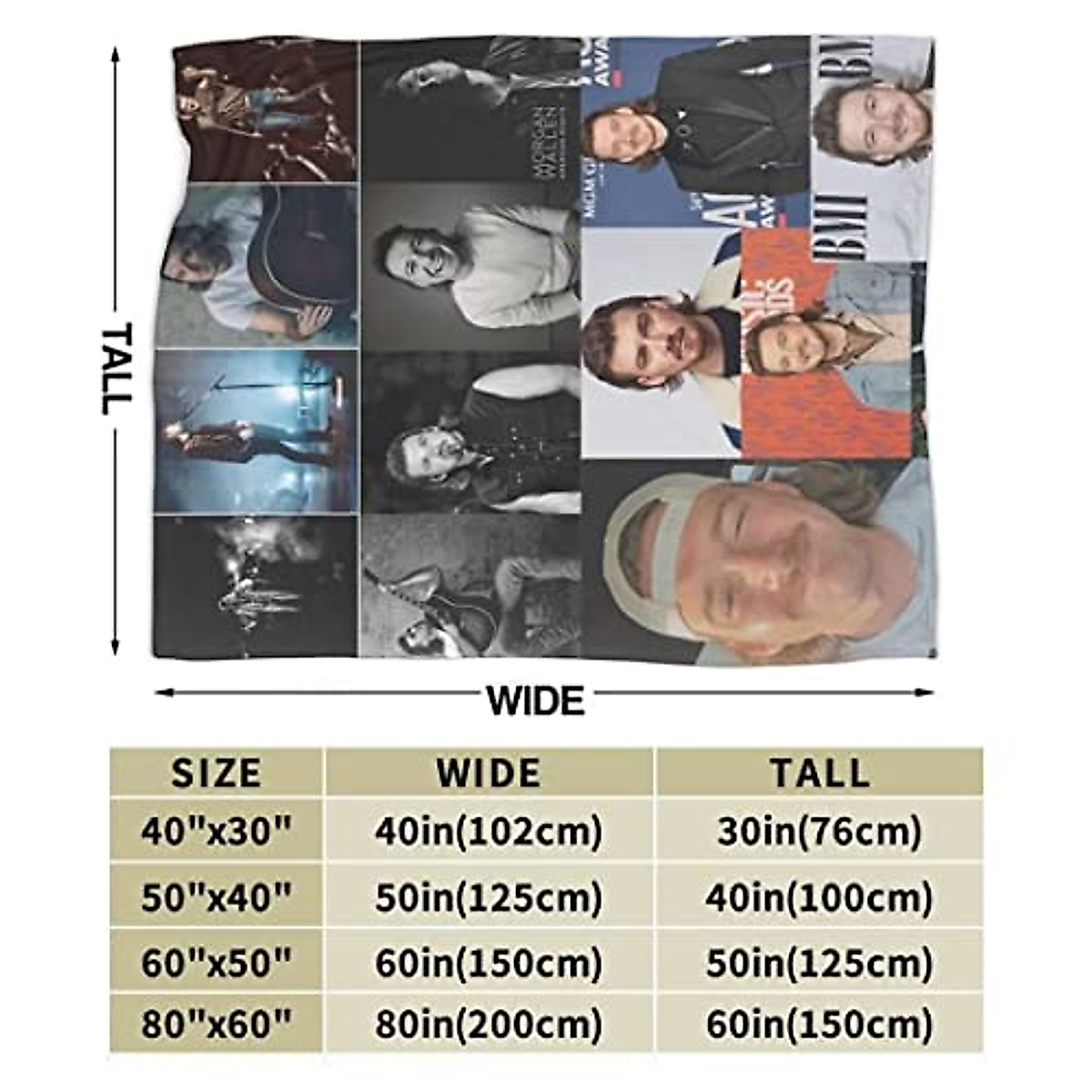 Morgan Wallen Blanket Country Music Singer 3D Printer Throw Blanket Super Soft Bedding Warm Cozy Flannel Blanket for Couch Bed Sofa Car Fans Gift 50x40 in