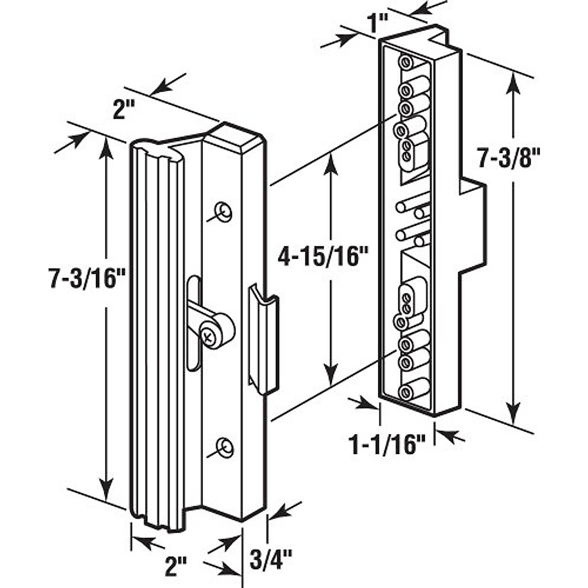 Prime-Line C 1116 Diecast Sliding Door Handle Set, White (Single Pack)
