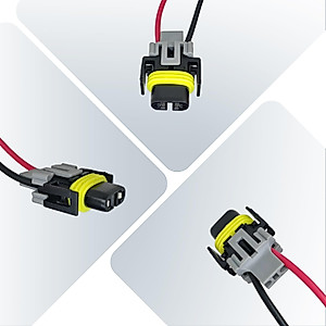 Hawyet 2 PCS Headlight Wire Socket Connector, H11 Fog Light Harness Plug, IP20 Waterproof Car Waterproof Connector, Suitable for Most Models (Black)