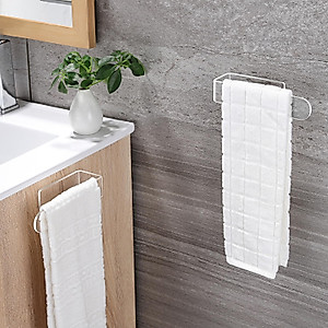 Taozun Hand Towel Holder - Clear Towel Rack for Bathroom, Adhesive Towel Bar Stick on Kitchen Wall, Acrylic Towel Rail No Drill Towel Holder, 2 Packs
