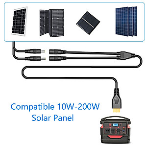 RIIEYOCA DC 8mm Y Branch Parallel Adapter Cable,14AWG 8mm Female to XT60 Female Solar Panel Power DC 8mm Plug,with DC 5.5x2.5mm Converter,for Portable Power Station Solar Panel(1m/3ft)