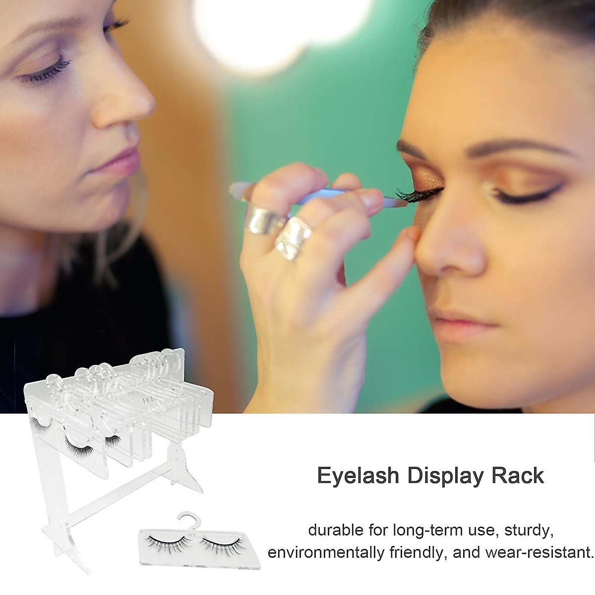 Eyelash Storage - Eyelash Holder Rack with 10 Hangers, Mini Acrylic Eyelash Hanger Rack Lash Organizers and Storage, Funny False Eyelash Display Stand Makeup Storage for Women Girls