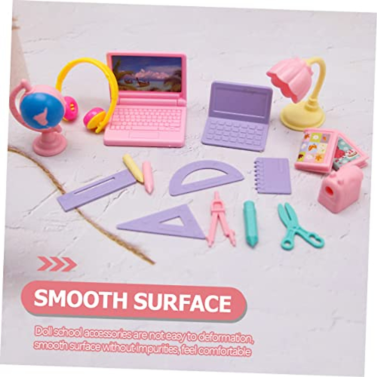 Toyvian Girl Toys 2 Sets Miniature Prop Accessories Sand Mini Girl with for Doll School Gift Supplies Landscape Scence Play Tiny Photo Stationery Notebooks Food Laptop of Stuff Model Kids Toys