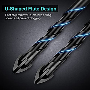 10PCS Masonry Drill Bit Set, 3/16”-1/2” Concrete Drill Bits for Tile Brick Glass Plastic, Tungsten Carbide Tip Drill Bit Work with Wood, Ceramic Tile, Wall Mirror, 1/4" Hex Shank, Black