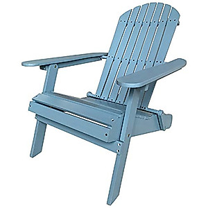 FDW Lawn Folding Adirondack Outdoor Patio Seating Fire Pit Wood Chairs for Adults Yard Garden w/Natural Finish, Turquoise