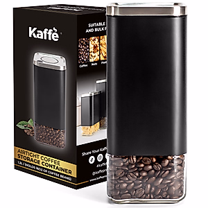 Kaffe Glass Storage Container. Coffee Canister - BPA Free Stainless Steel with Airtight Lid (16oz)