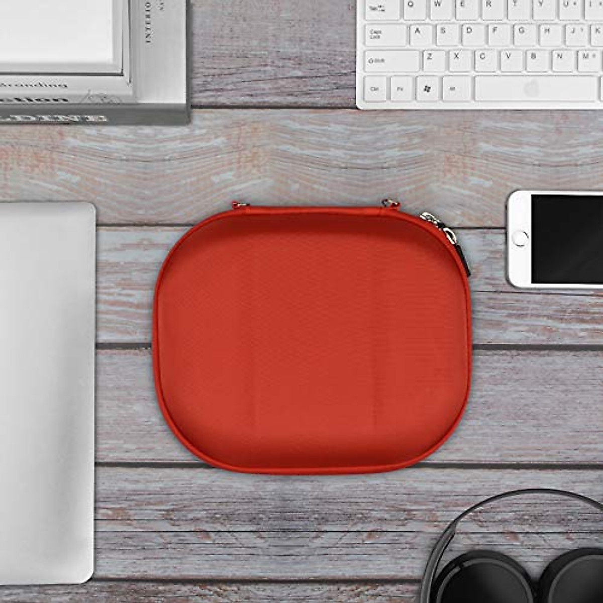 Geekria Shield Headphones Case Compatible with Sony MDR-ZX300, MDR-ZX310, MDR-XB200, MDR-ZX100, MDR-ZX110 Case, Replacement Hard Shell Travel Carrying Bag with Cable Storage (Red)