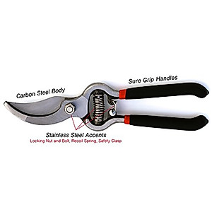Garden Guru Indestructible All Steel Pruning Shears Scissors Clippers - Professional Bypass Hand Pruner - High Performance Forged Steel - Comfort Grip Handles - Perfect for Gardening Trimming Pruning
