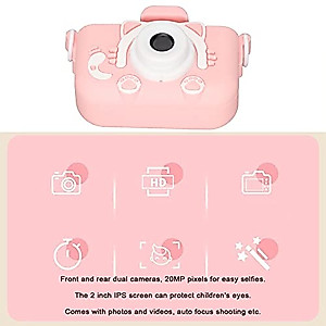 Liccx Kids Camera, Portable Kids Video Camera with Protective Cover and Lanyard, 1080P HD Digital Camera for Kids Age 3 4 5 6 7 8 9 10 11 12 Years Old(Pink, Without 32GB Memory Card)