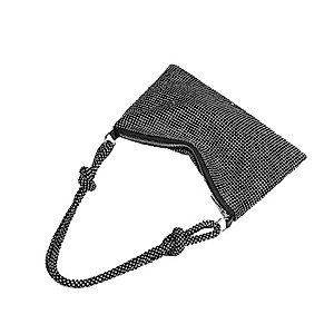 YUWITA Rhinestone Purse Women Evening Glitter Sparkly Mini Bag (Silver-Black)