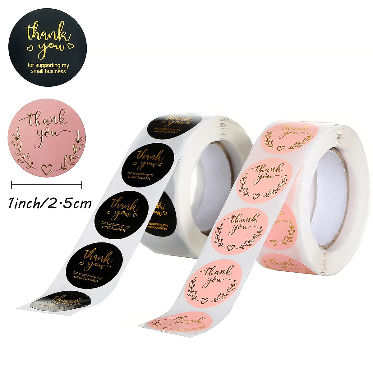 Thank You Stickers 2500 Pieces Round Kraft Label Seals Small Business Stickers for Greeting Cards Envelopes Decor or Gift Bags Packaging (5 Rolls Pattern A)