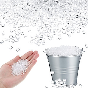 Waydress 200g Fakes Ice Cubes Miniature Dollhouse Clear Plastic Ice Cubes Doll House for Dollhouse Cups Sprinkle Decorations Fake Cake Dessert Beer Drinks Kitchen Food Accessories