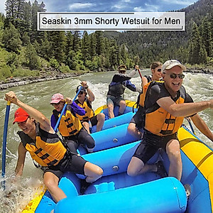 Seaskin Mens 3mm Shorty Wetsuit Womens, Full Body Diving Suit Front Zip Wetsuit for Diving Snorkeling Surfing Swimming