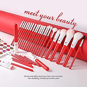 Docolor Professional Makeup Brushes Set 32Pcs Make up Brushes Premium Kabuki Foundation Blending Face Powder Blush Contour Eye Shadows Eyebrow Eyeliner Make Up Brush Gift Kit