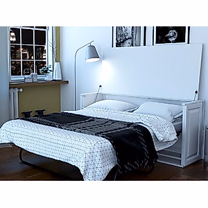 Orion Console Bed with Desk | Murphy Cabinet Bed Queen with Mattress Perfect for Home Office Guest Bed | Multipurpose Space-Saving Furniture (White)
