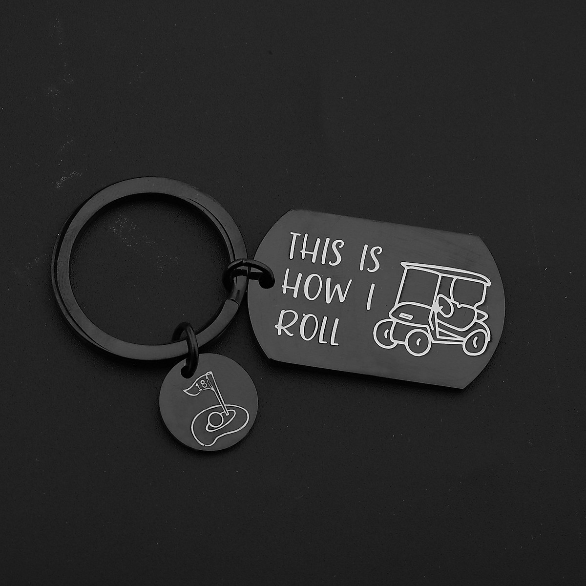 MAOFAED Golfer Gift Golf Keychain This is How I Roll Keychain Gift for Golfer Golf Cart Keychain (how i roll black)